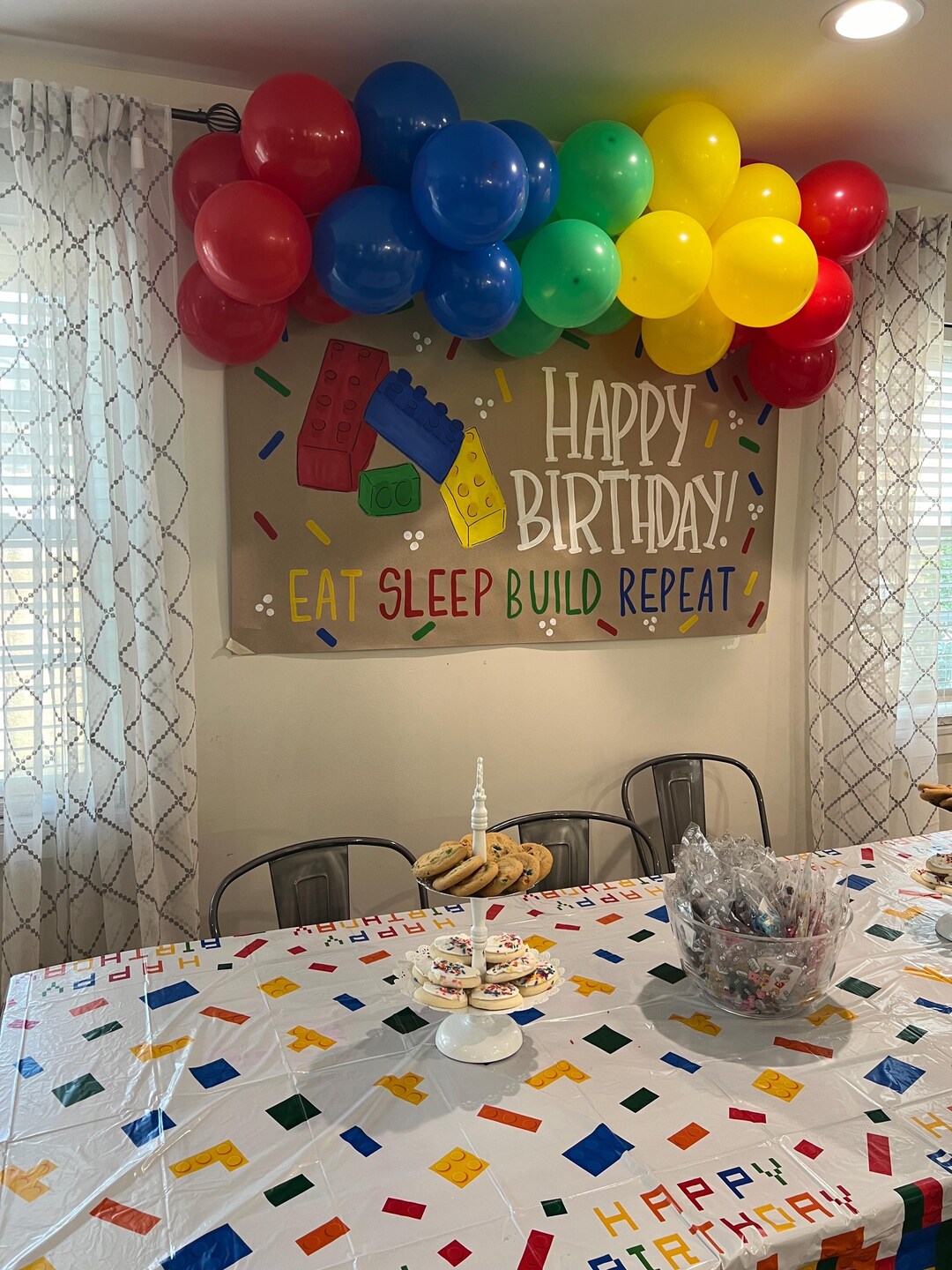 READY TO SHIP Block Birthday Banner Eat, Sleep, Build, Repeat Quick ...