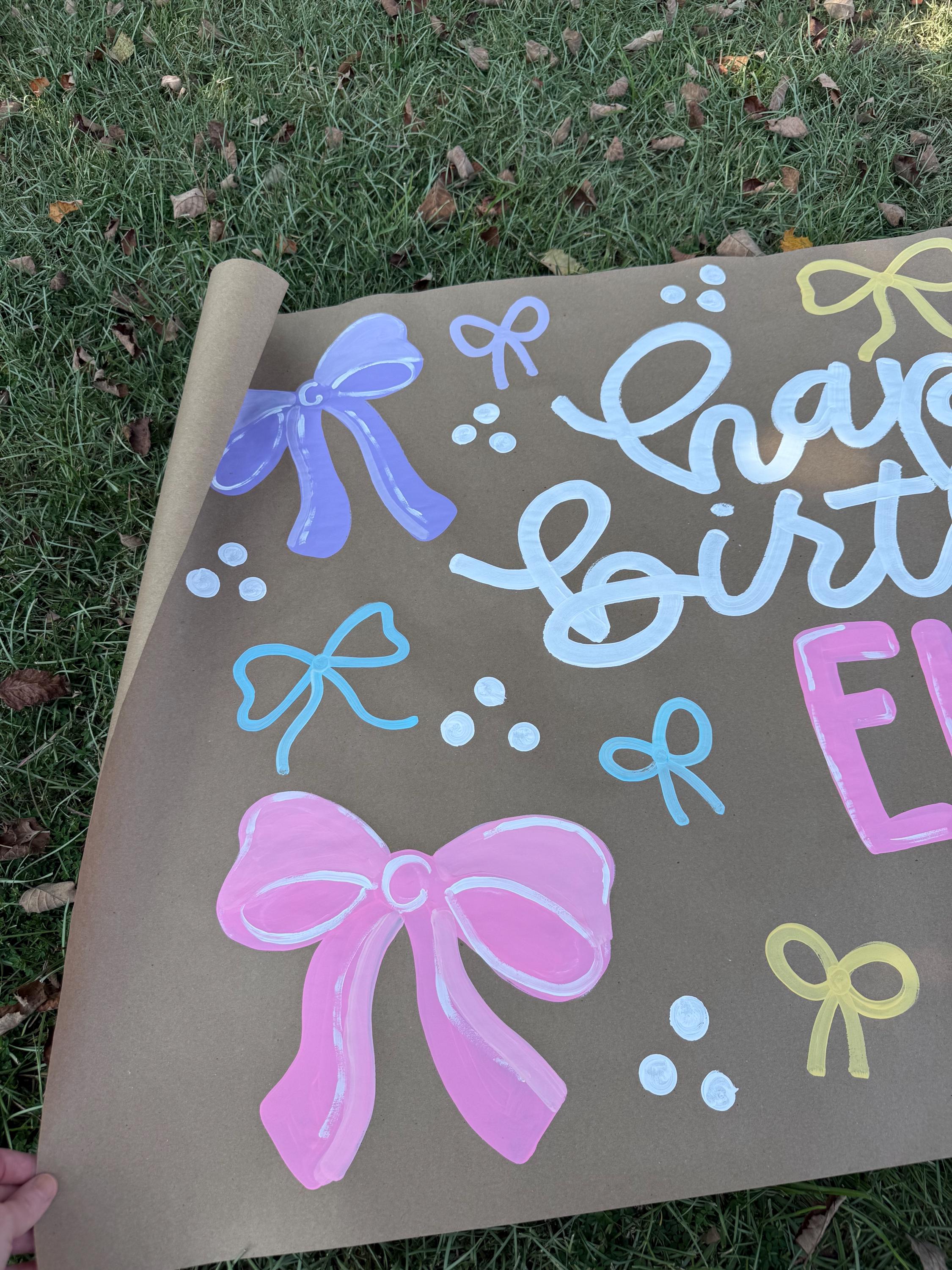 Bow Birthday Banner- Quick Shipping - Girly Craft Paper- Party Decor ...