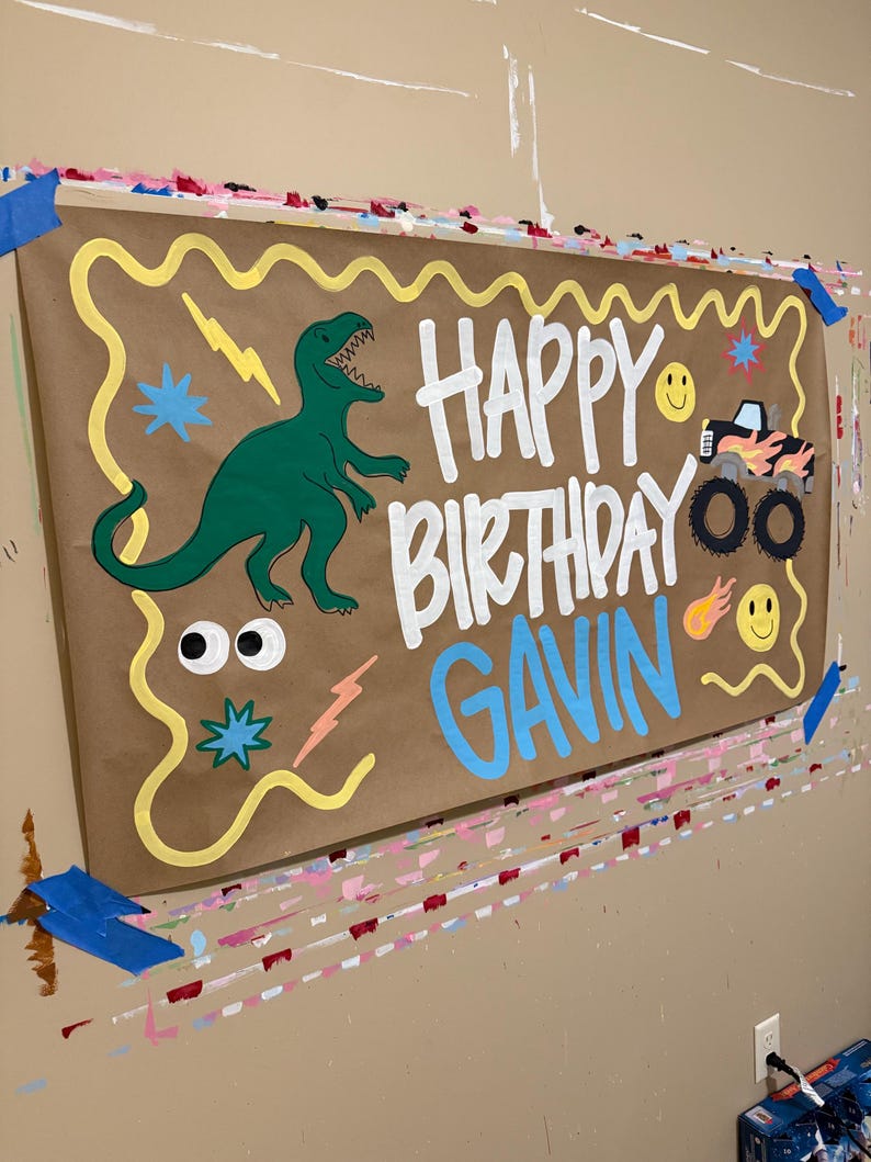 Boy Birthday Banner- Quick Shipping - Craft Paper- Party Decor- Party ...