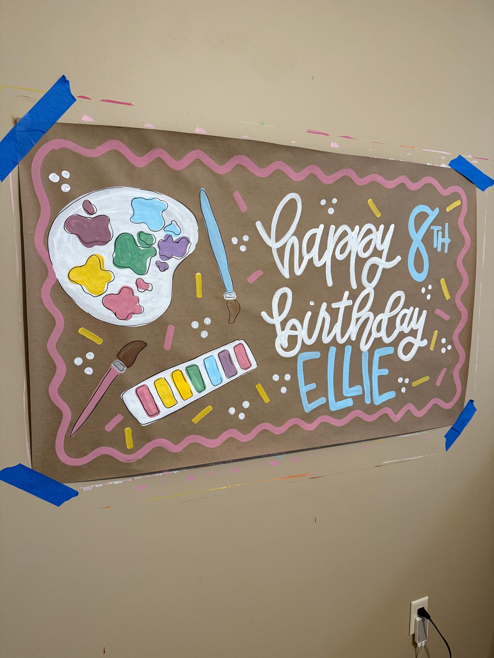 Art Painting Birthday Banner- Quick Shipping - Craft Paper- Party Decor ...