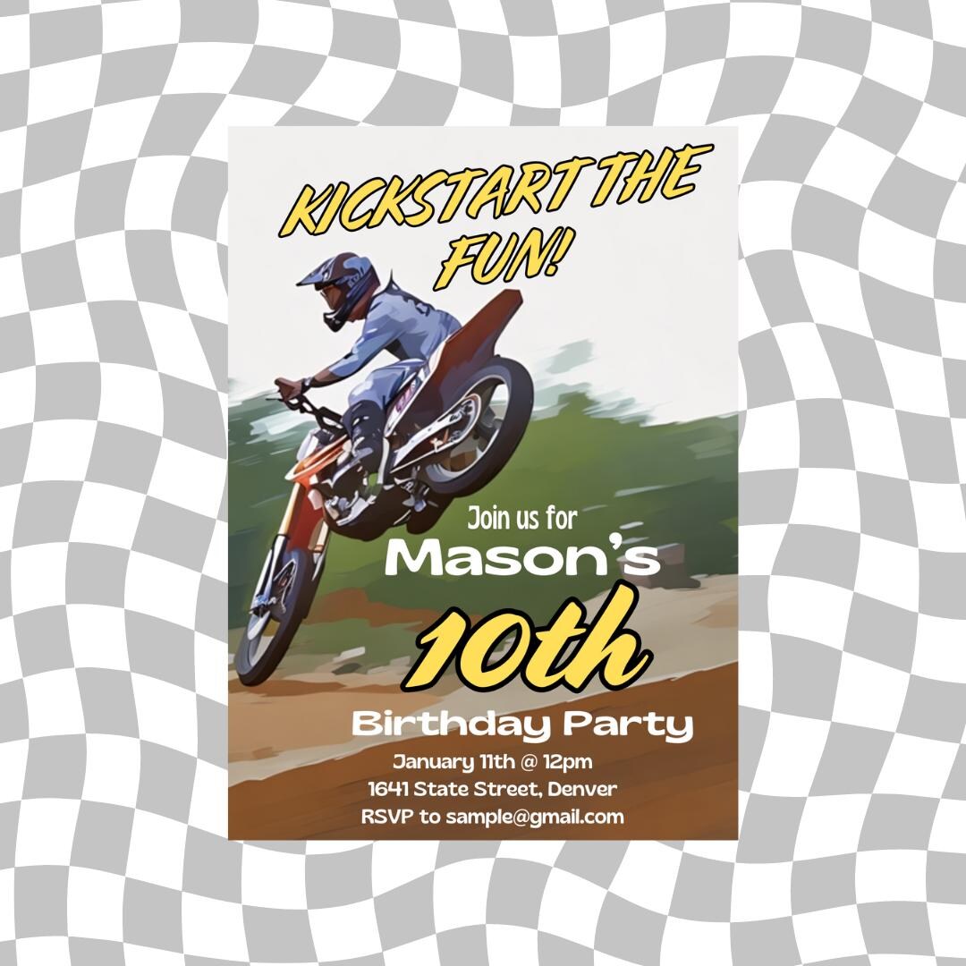Editable Motocross Birthday Invite Template - Etsy