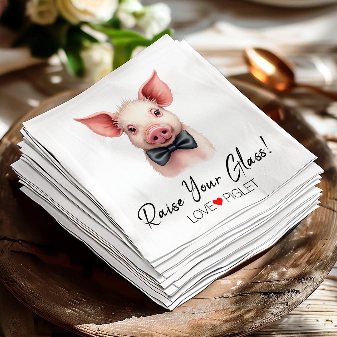 Personalized Wedding Napkins, Custom Pet Napkins, Pig Cocktail Napkins ...