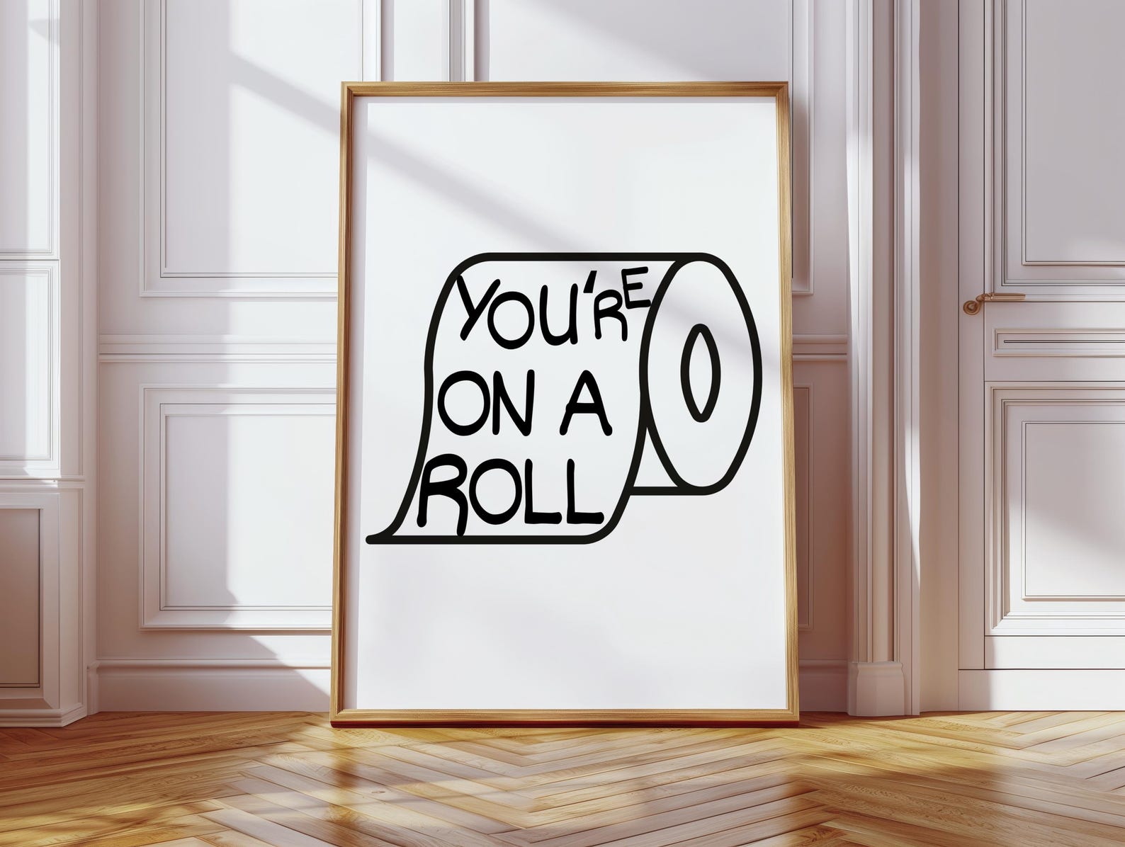 You're on a Roll, Printable Wall Art, Funny Bathroom Art, Illustration ...