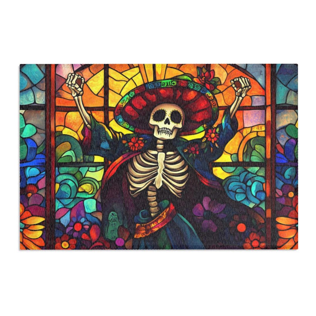 Dia De Los Muertos Indoor Rug, Day of the Dead Patio Mat, Sugar Skull ...
