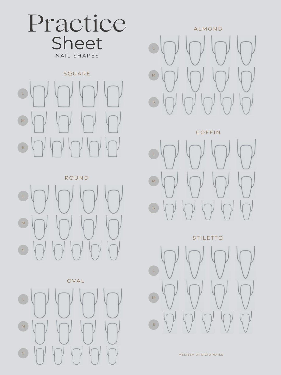 Practice Sheet: Nail Shapes - Etsy