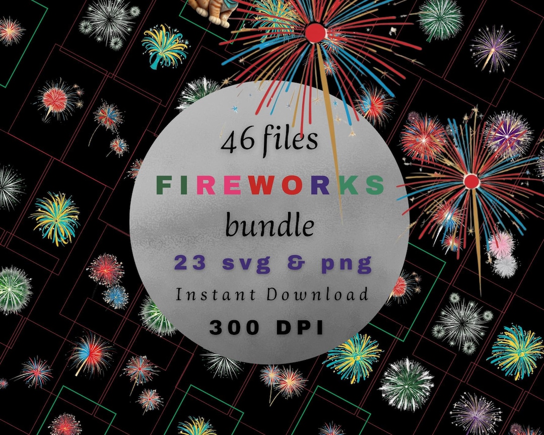 23 Fireworks Clipart Bundle 300 DPI PNG & SVG Colorful Illustrations ...