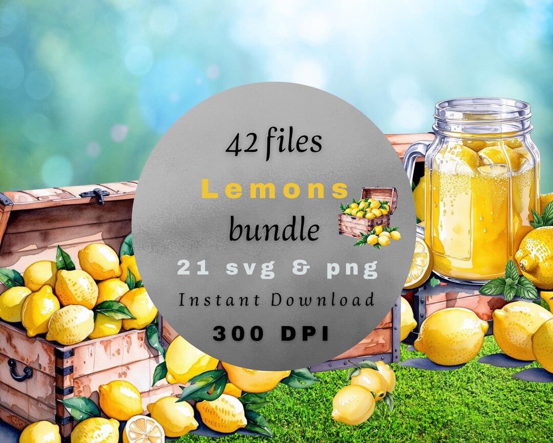 21 Fresh Lemons Clipart Bundle | PNG & SVG Files | High-quality 300 DPI ...
