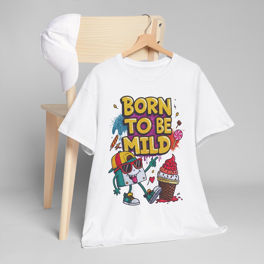 Funny 'born to Be Mild' Cartoon Tee: Milk Carton & Ice Cream - Etsy