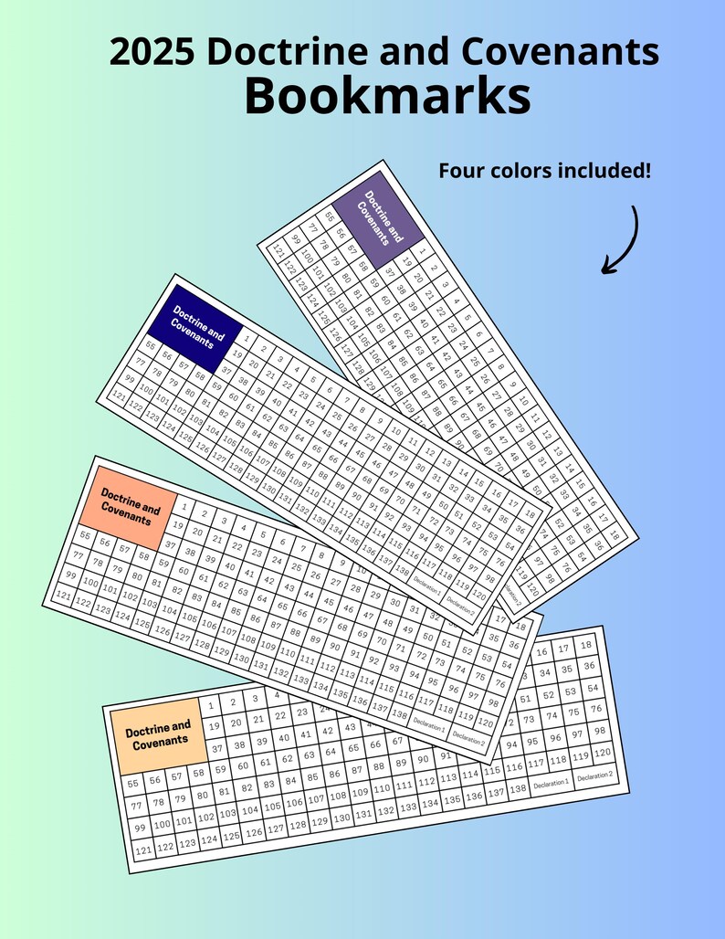 Doctrine and Covenants 2025 Bookmarks for Reading Progress | LDS Youth Bookmarks | Mark-off ...