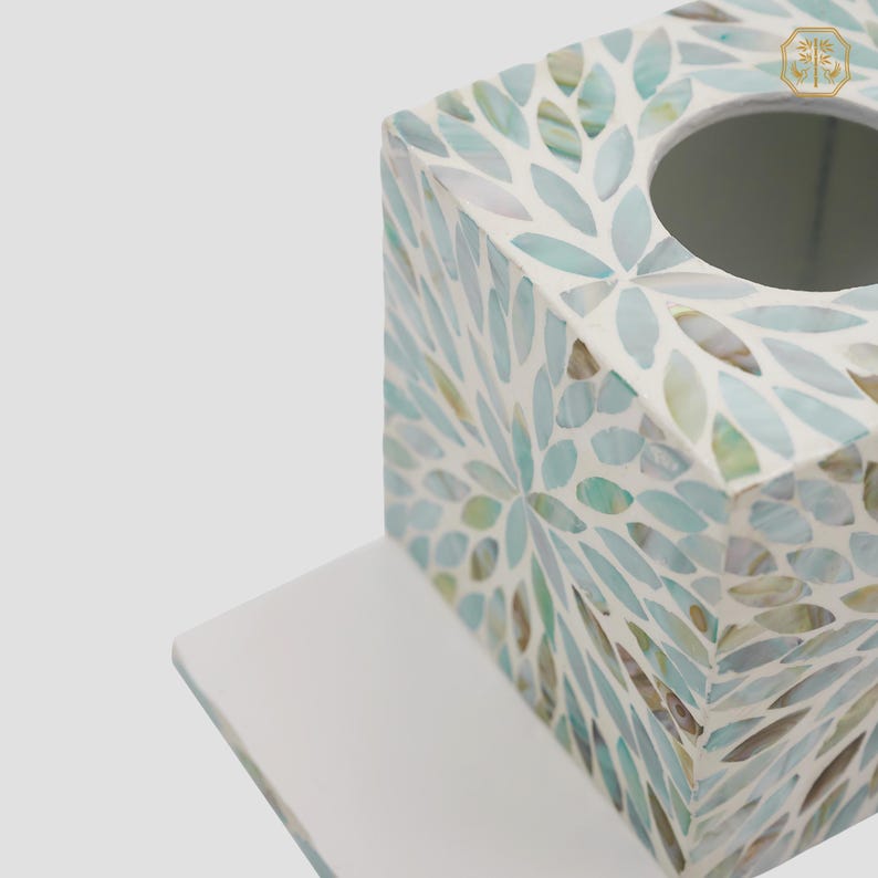 Mother of Pearl Tissue Box Cover – Handmade Shell Inlay Tissue Holder ...