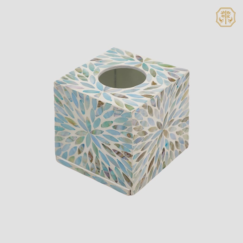Mother of Pearl Tissue Box Cover – Handmade Shell Inlay Tissue Holder ...