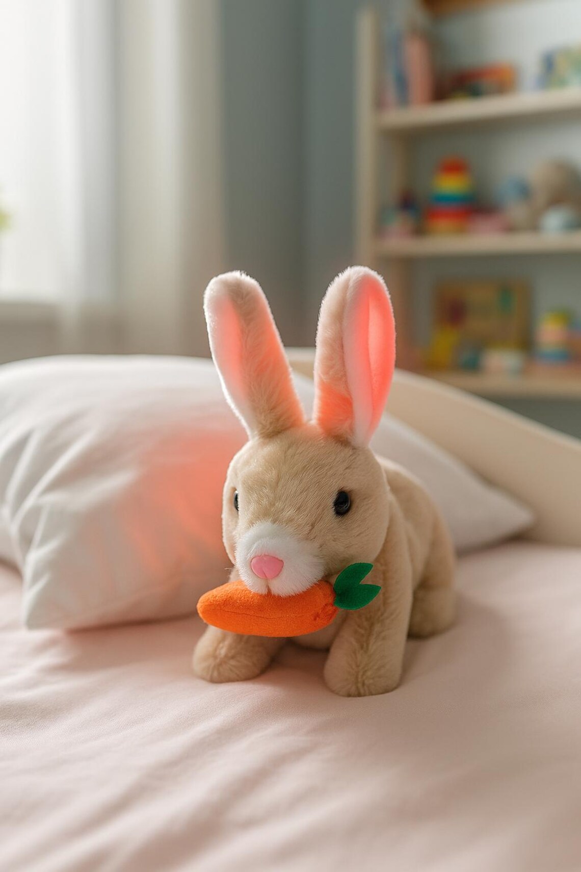 Light-up Ears Plush Bunny Toy: Talking Easter Rabbit With Carrot - Etsy