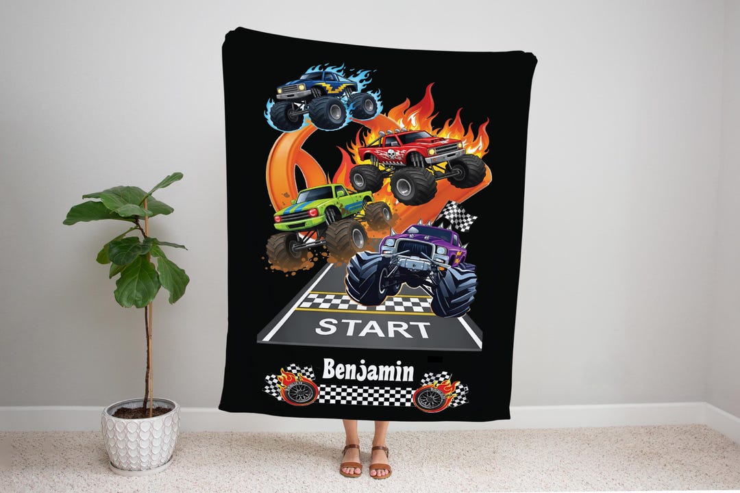 Personalized Name Race Car Blanket, Custom Name Kids Birthday Holiday ...