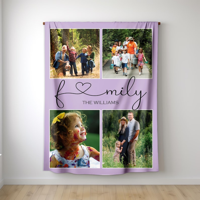 Personalized Family Photo Collage Blanket, Custom Minky or Sherpa Throw ...