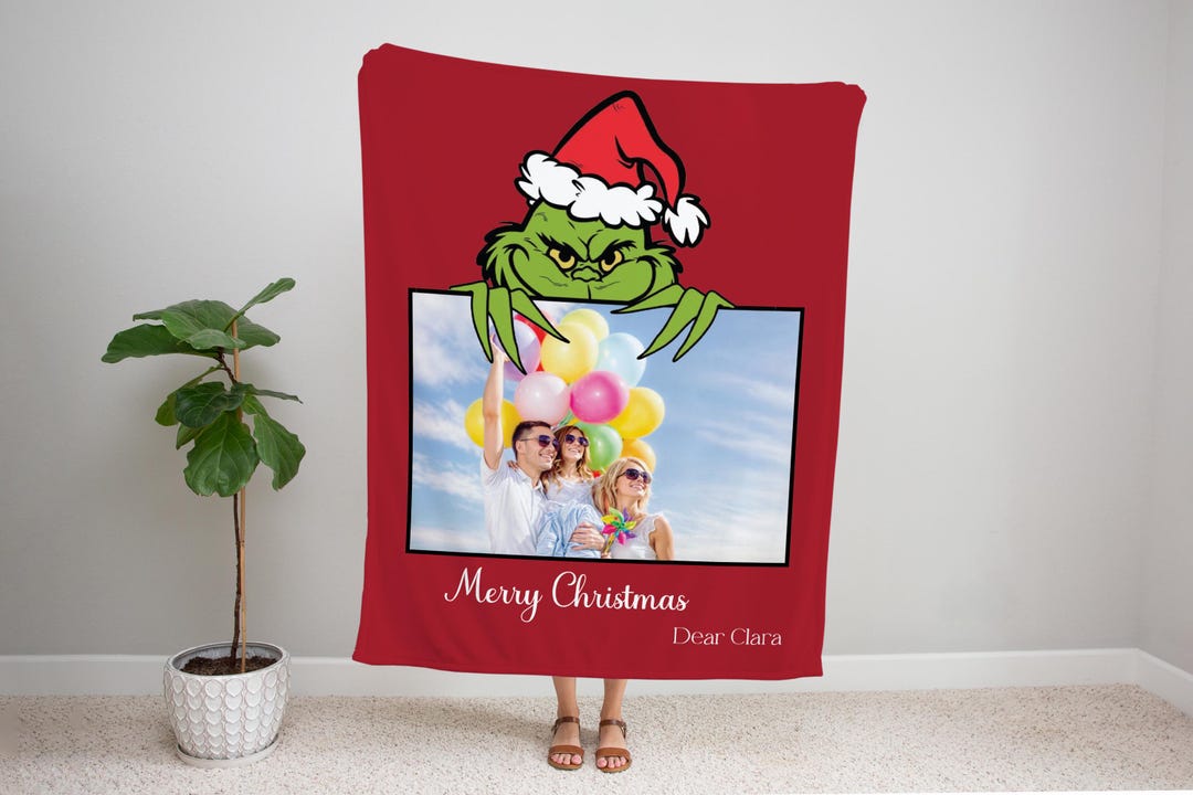 Personalized Grinch Christmas Blanket: Custom Photo Minky or Sherpa - Etsy