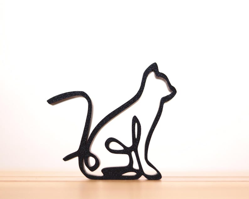 3D Print File Stl Cat Silhouette Lineart Sculpture Wall Decoration ...