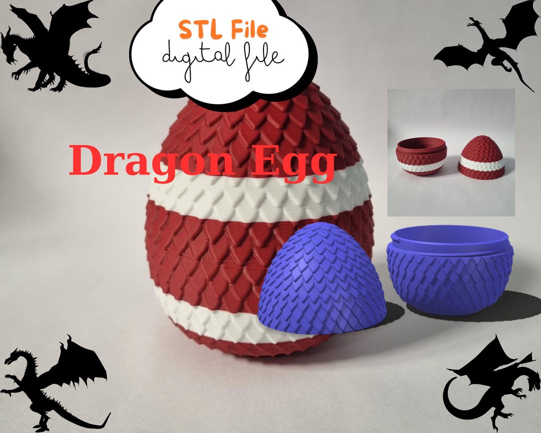 3D Printable Dragon Egg 3D Print Files, Easter Egg, Mystery Egg, Screw ...