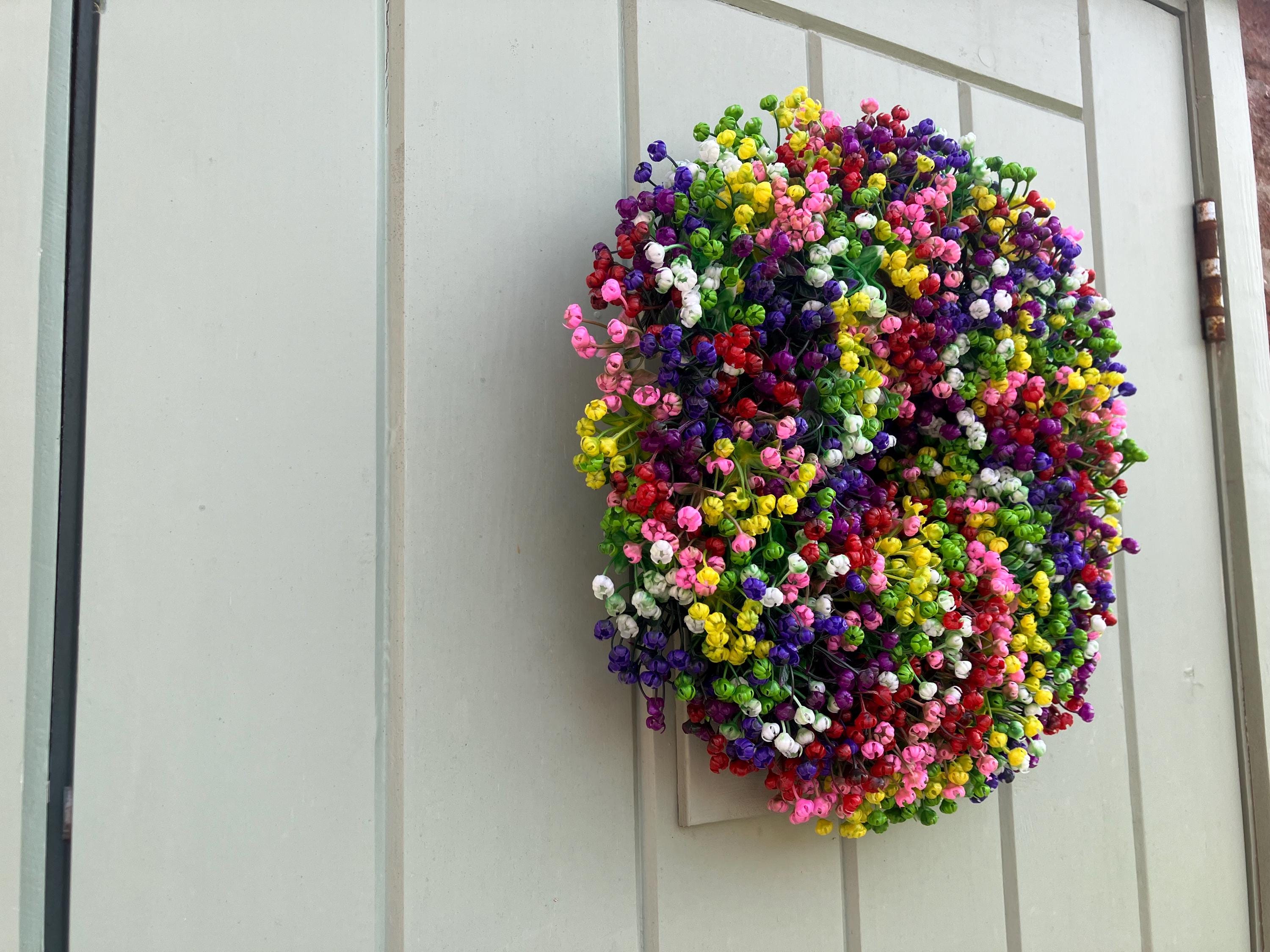 Rainbow Wreath - Multi Coloured Wedding Wreath - Door Wreath - Garden ...