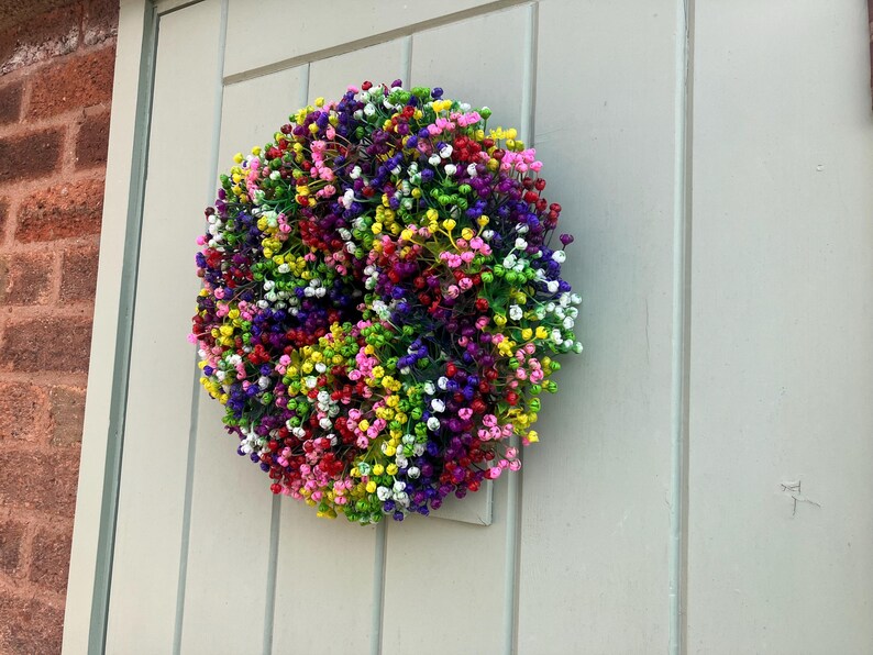 Rainbow Wreath - Multi Coloured Wedding Wreath - Door Wreath - Garden ...