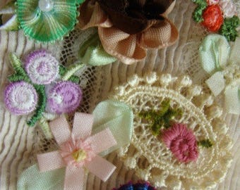 Silk ribbon flowers | Etsy