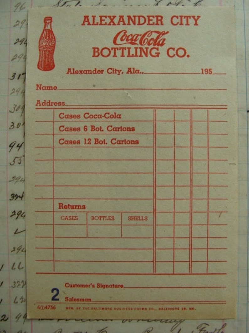 Very Vintage Antique Unused Coca-cola Bottling Co. Order Bills Invoices ...