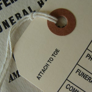 3 Post Mortem Funeral Death Toe Tags Great for Halloween Altered Witch ...