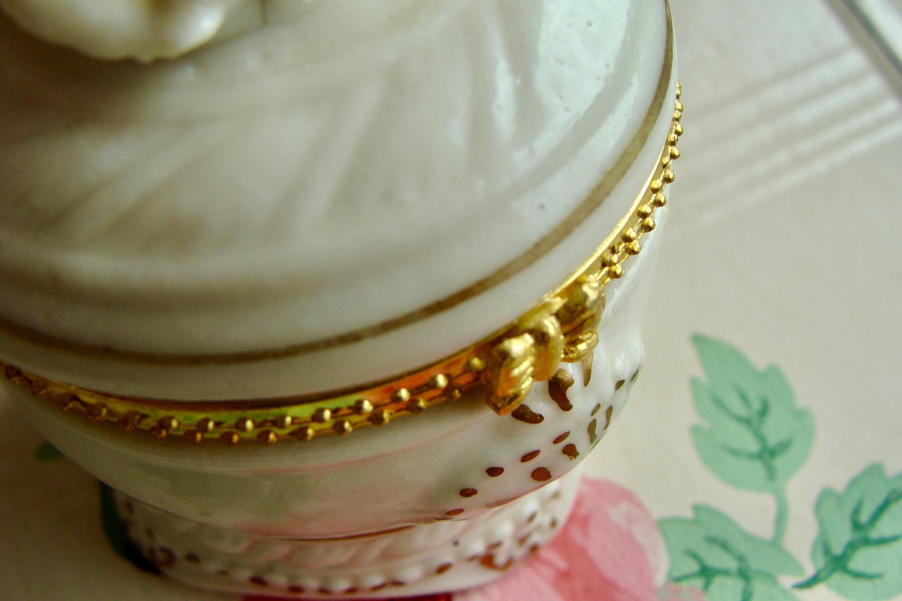 Vintage Hand Painted Gilded Roses Cold War Victorian Porcelain Trinket ...