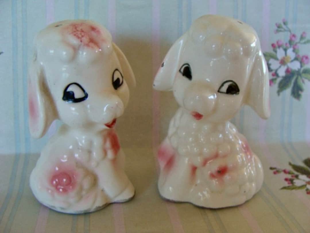 Vintage Sweet Kitsch Pink French Poodles Salt and Pepper Shakers - Etsy