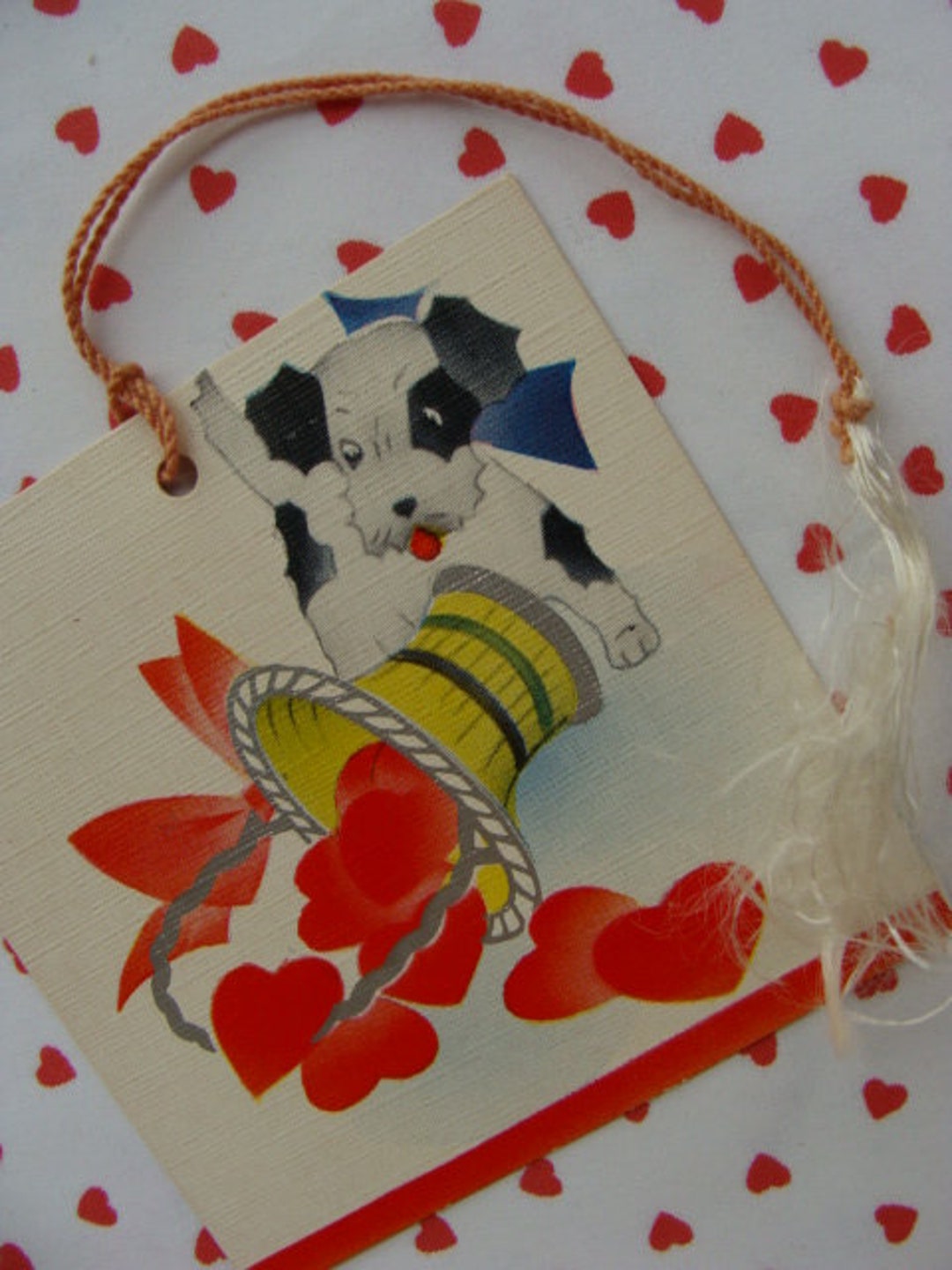 Vintage Antique Puppy Dog Valentine Tally Place Card Sweetheart Limited ...