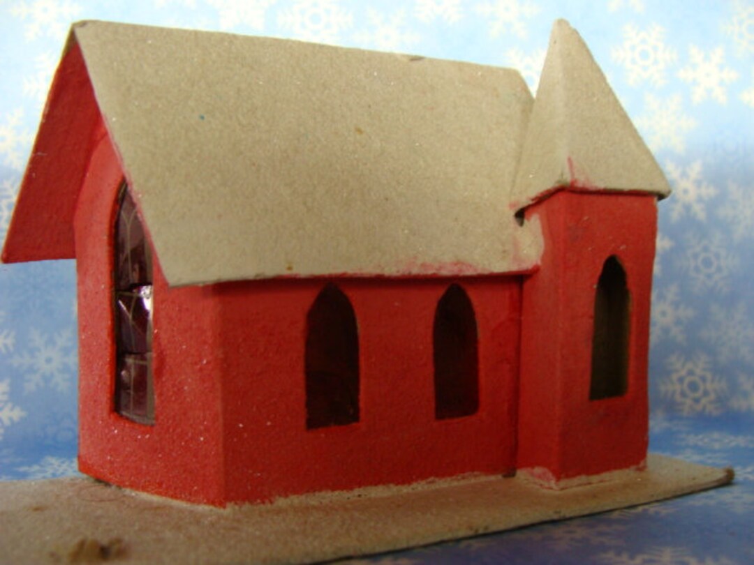 Vintage Christmas Gorgeous Beautiful Pink Putz House, Accented With ...