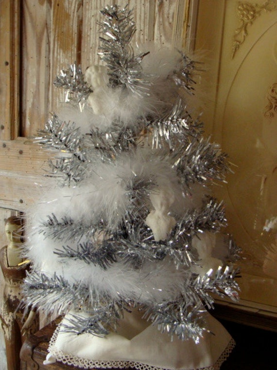 Gorgeous Art Deco Silver Tinsel Table Top Tree Perfect Size | Etsy