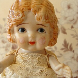 Sweet Vintage Jointed Bisque Doll in Pretty Silk and Lace Dress - Etsy