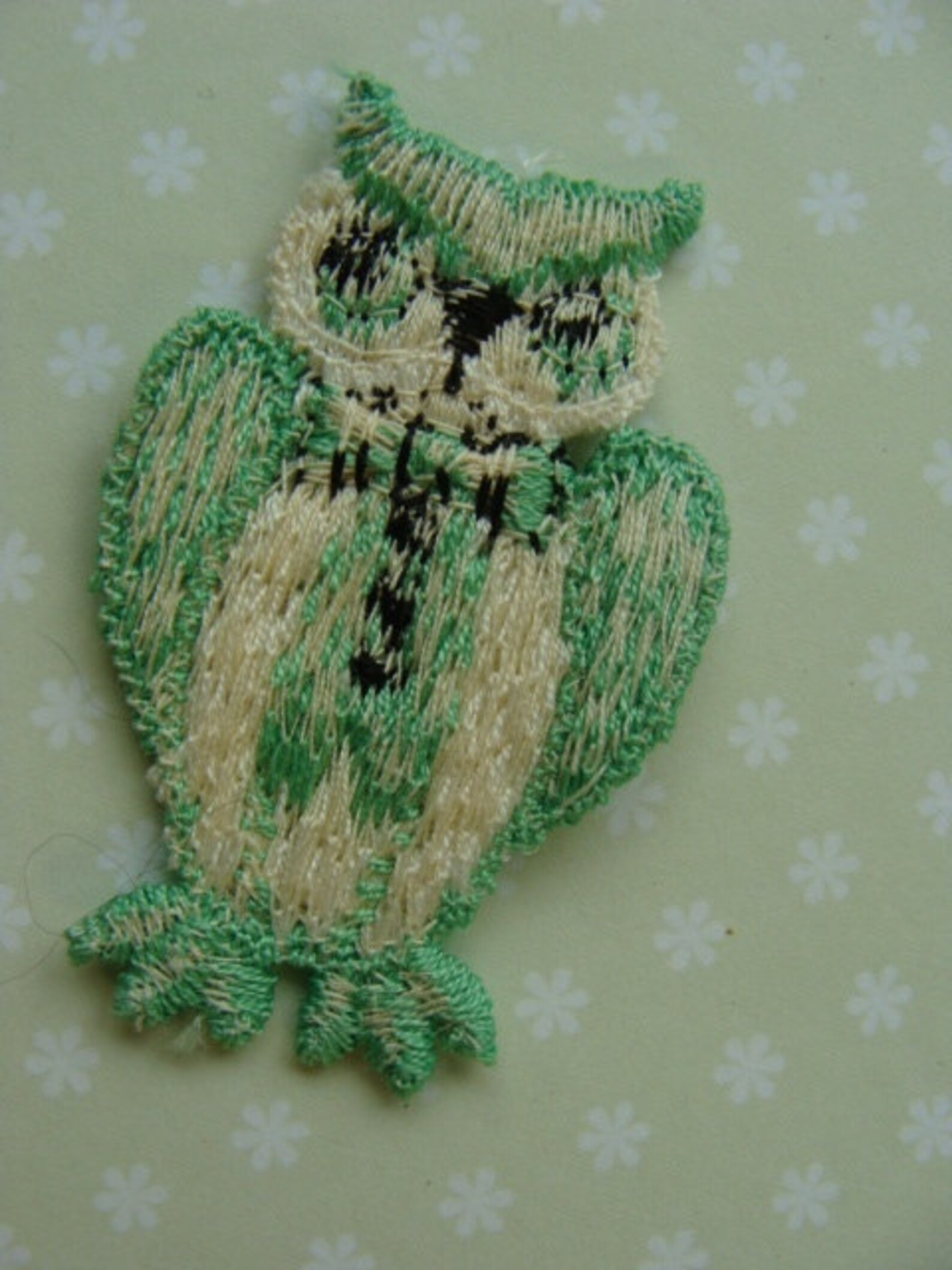 Adorable Aqua Vintage Kitsch Embroidery Applique Shabby Chic Owl - Etsy