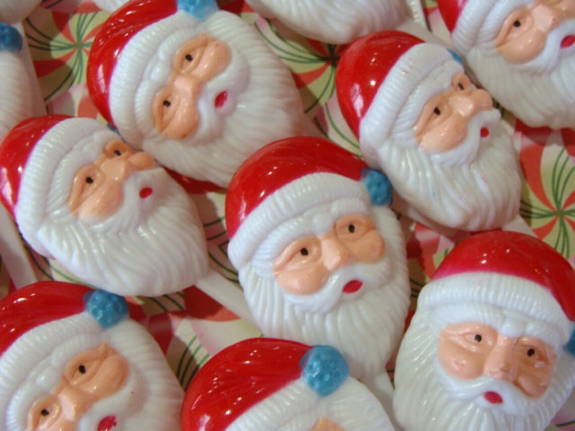 Half Dozen Kitsch Santa Cupcake Picks When Santa Was Fat and Pretty - Etsy