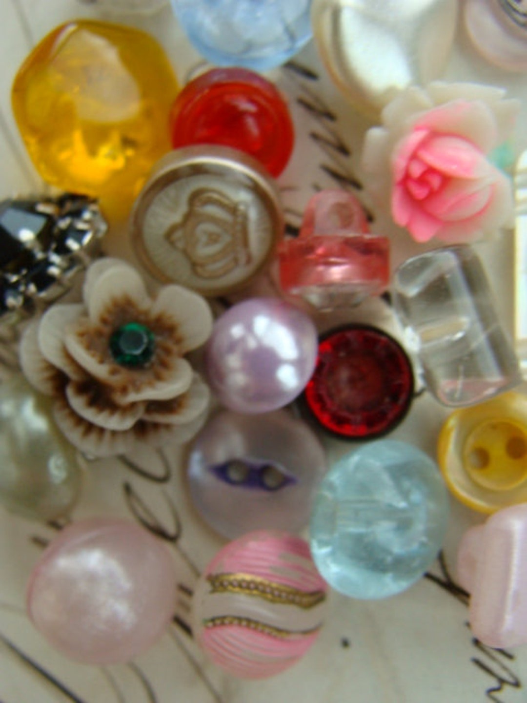 2 Dozen Gorgeous Antique Buttons Vintage Glass Buttons Rhinestone Mixed ...
