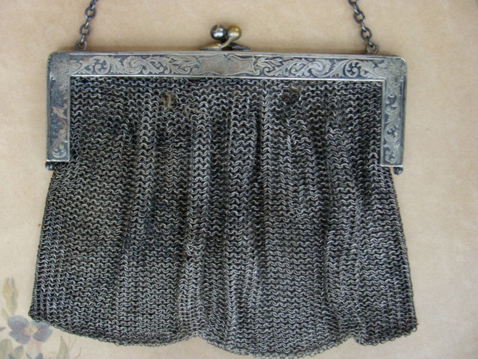 Antique Mesh Purse Engraved | Etsy