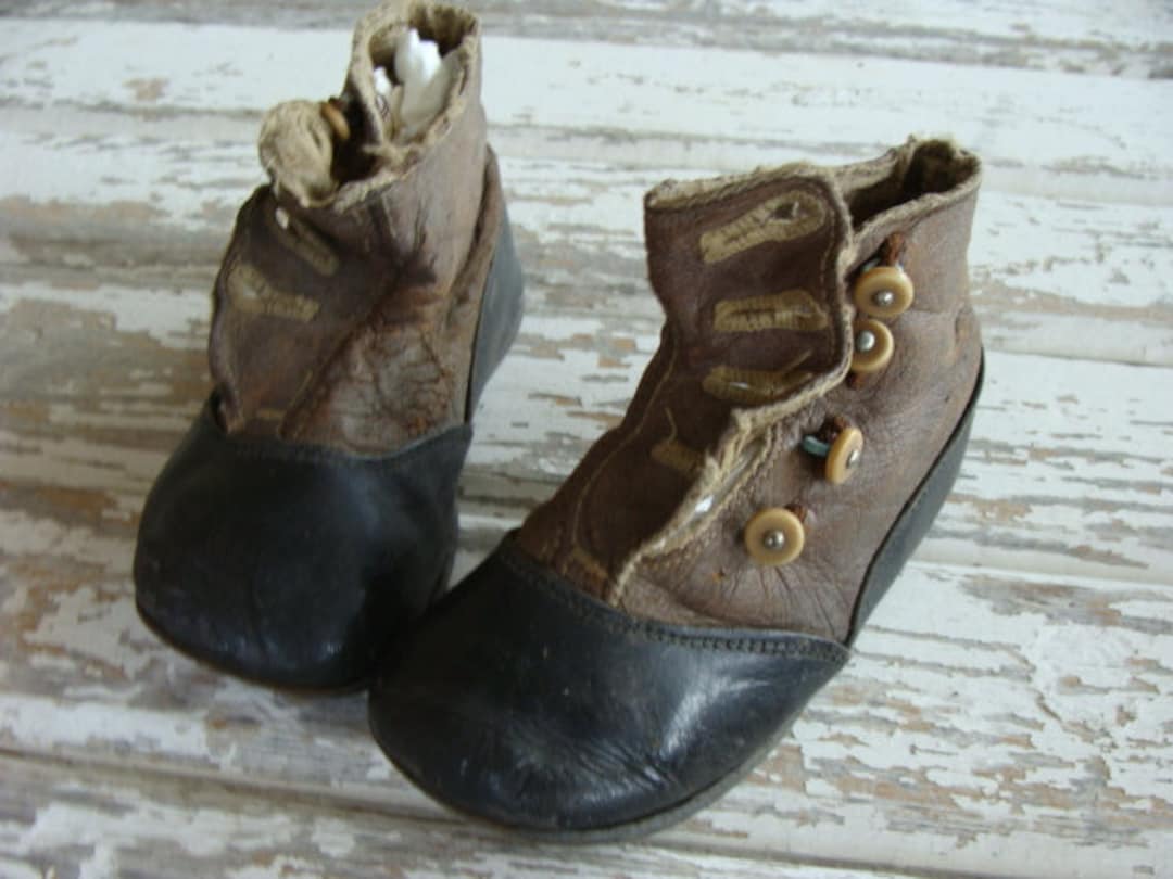 Antique Old Worn Edwardian Gorgeous Leather High Button Boots for Child ...
