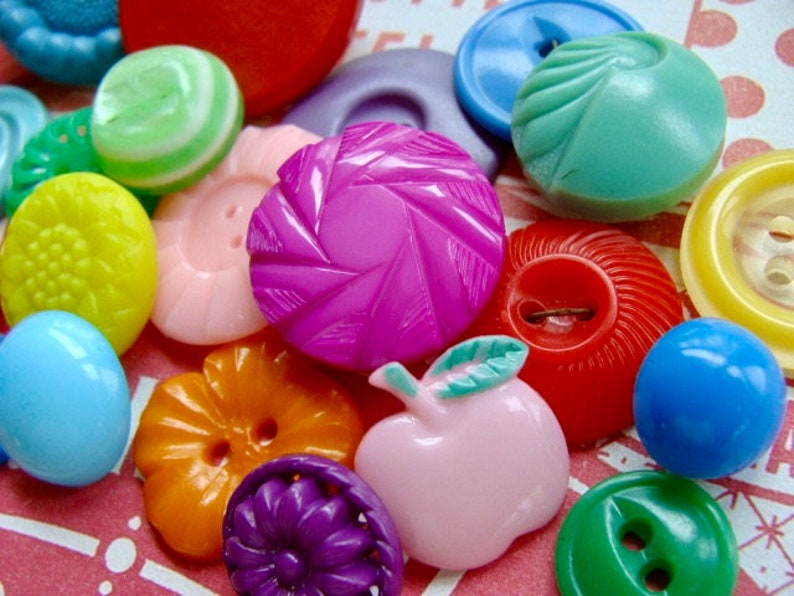 2 Dozen Vintage Buttons Beautiful Happy Colorful Bright | Etsy