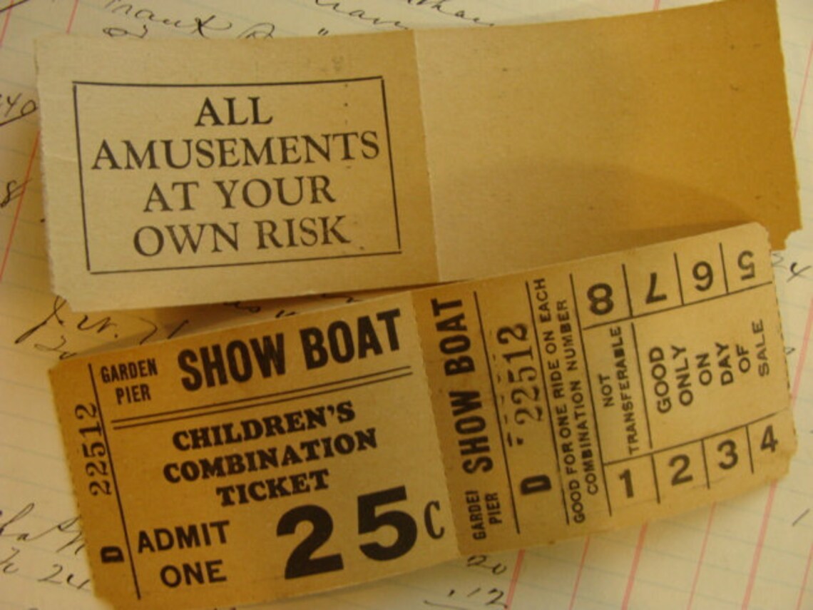 Vintage Nautical Double Sided Two Part Show Boat Tickets | Etsy