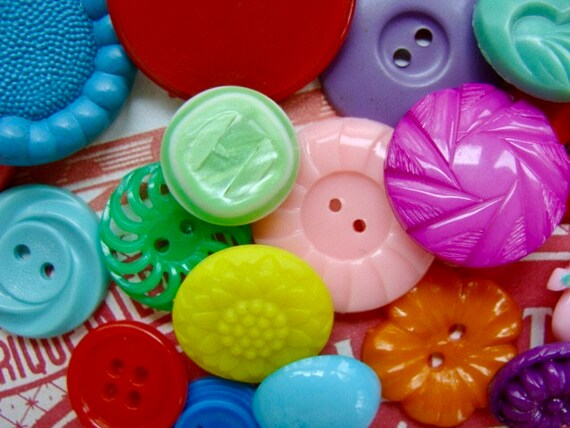 2 Dozen Vintage Buttons Beautiful Happy Colorful Bright | Etsy