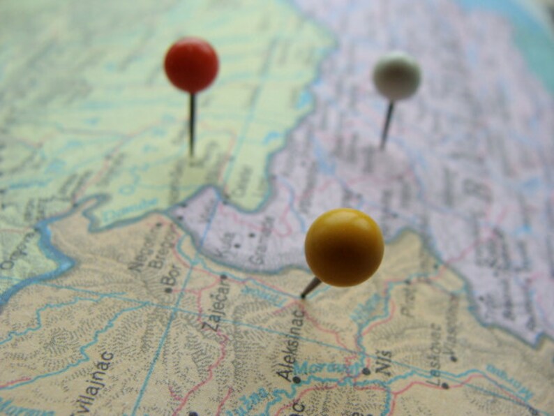 Vintage Map Pins Tacks Mid Century Modern the Places I Have - Etsy