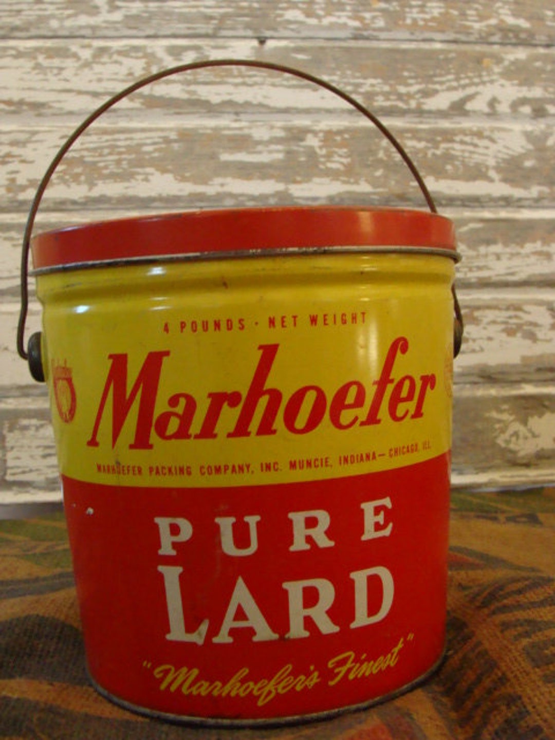 One Antique Lard Tin Bucket Farm Girl's Decor Great for Displayed With ...