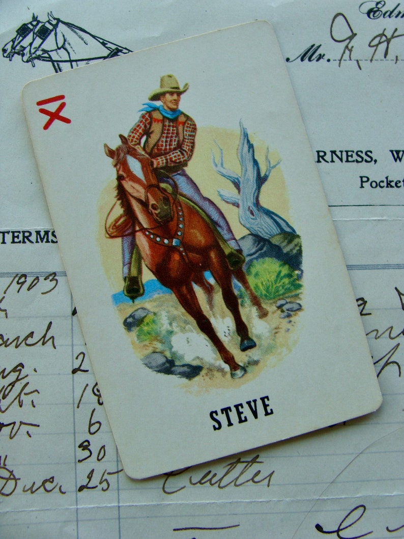 Rare Vintage Cowboy Flash Card - Etsy