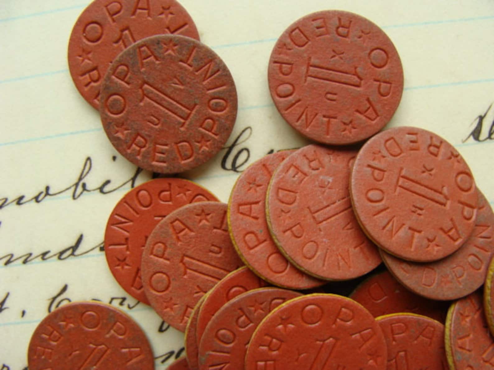 5 WW2 1940s Red Ration Tokens - Etsy