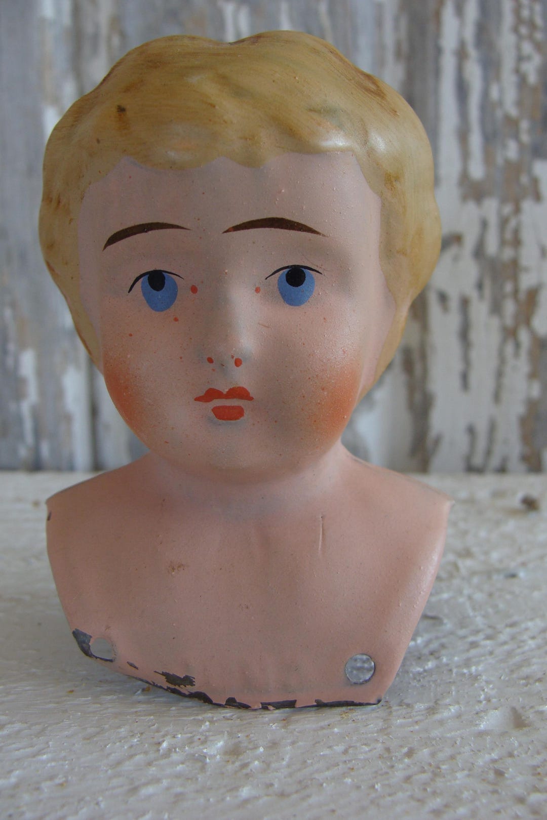 One Antique Minerva German Tin Metal Doll Head N024 - Etsy