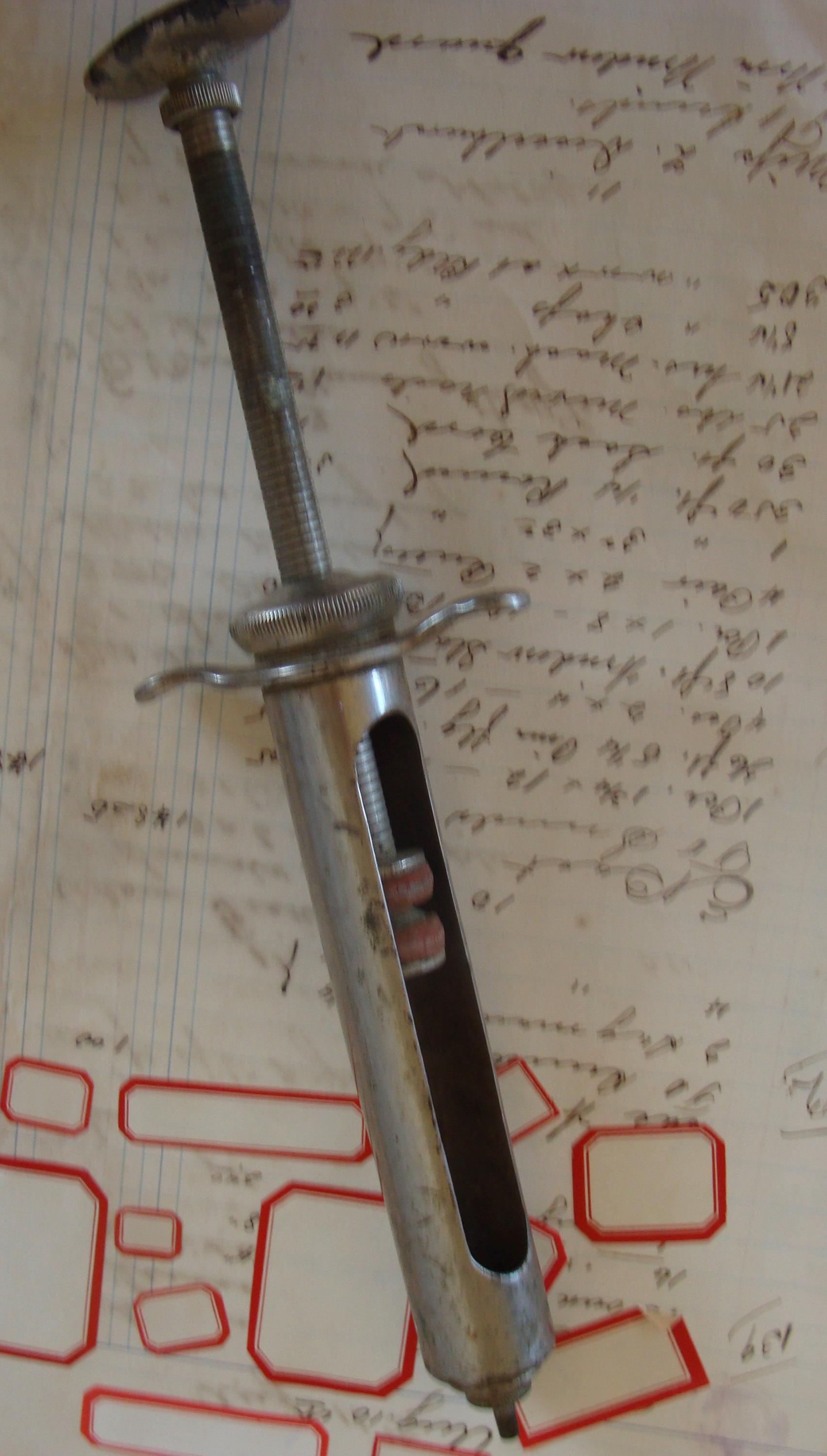 Rare Large Antique Medical Hypodermic Metal Syringe With Lots of ...