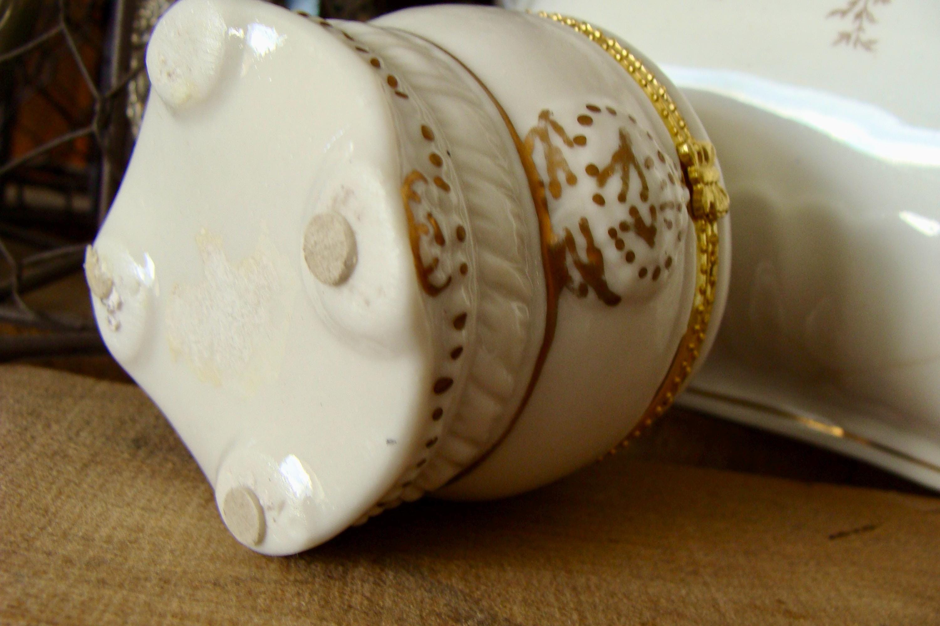 Vintage Hand Painted Gilded Roses Cold War Victorian Porcelain Trinket ...