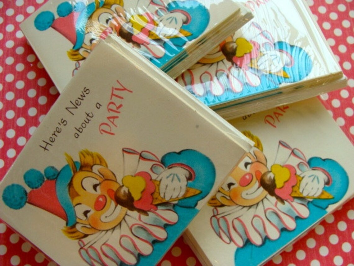Vintage Kitsch Ice-cream Birthday Party Invites With Envelopes - Etsy