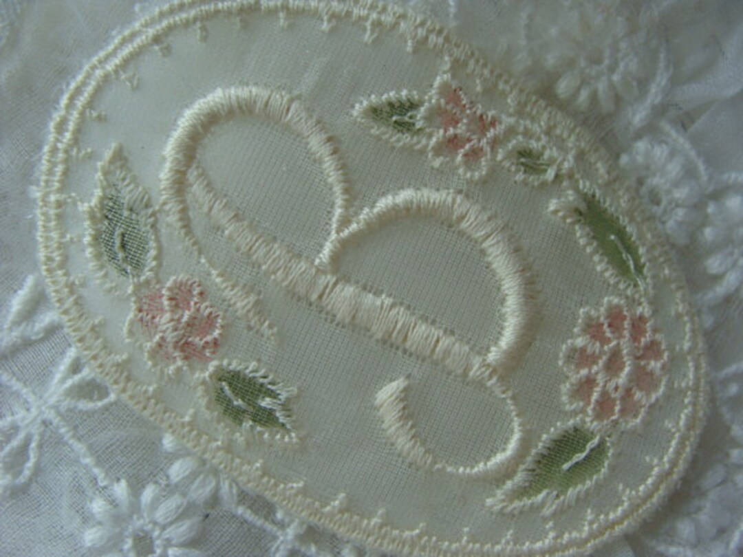 Vintage Victorian Lace Embroidered Monogram Calligraphy Letter B Framed ...