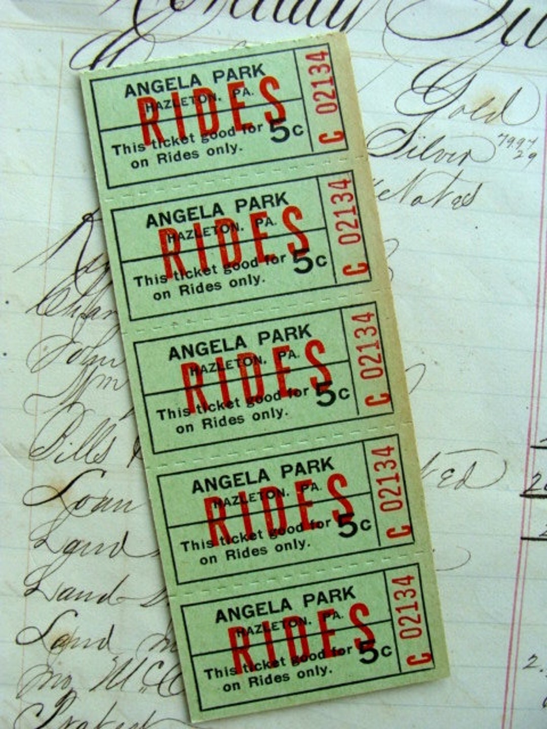 5 Carnival Circus Rides Awesome 1950s 5 Cent Nostalgic Antique Tickets ...